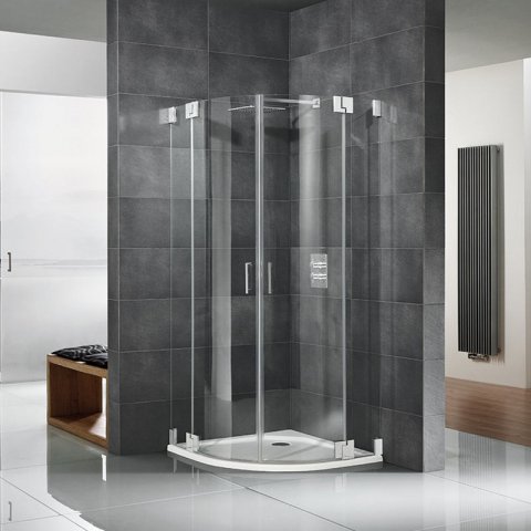 HSK K2 frameless quarter circle shower with swing doors and fixed panel ...