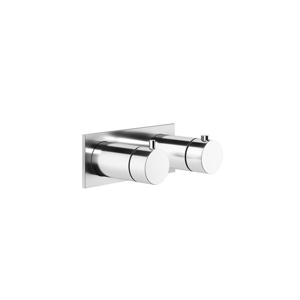 Gessi Anello, ready-mounted concealed thermostat set, with square plate ...