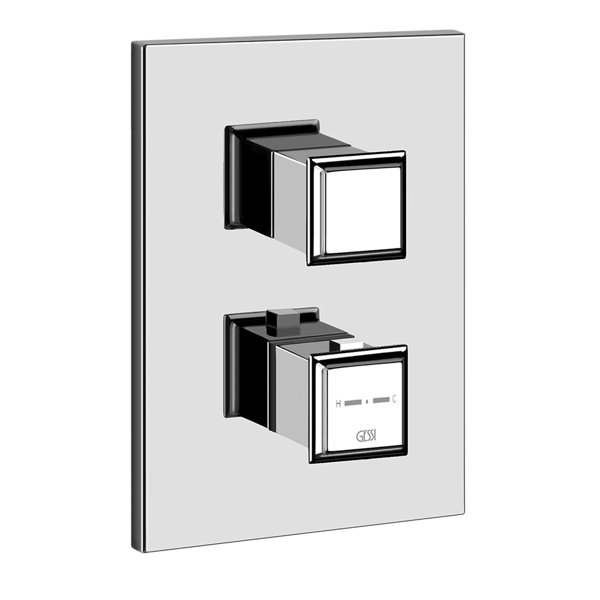 Gessi Eleganza, ready-mounted set, for concealed thermostat with 3-way ...