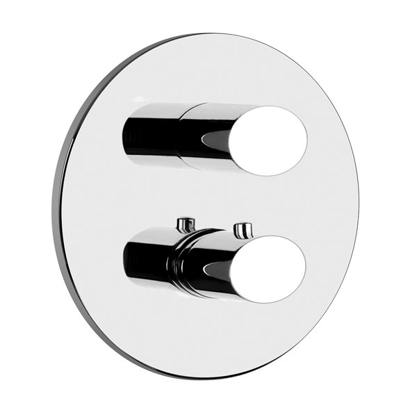 Gessi Ovale, ready-mounted set, for concealed thermostat, with 3-way on ...