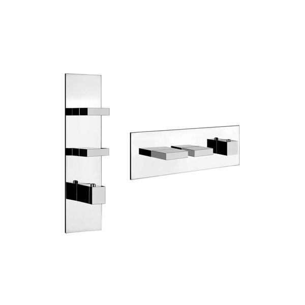 Gessi Rettangolo, ready-mounted set with 2 separate ways, one rosette ...
